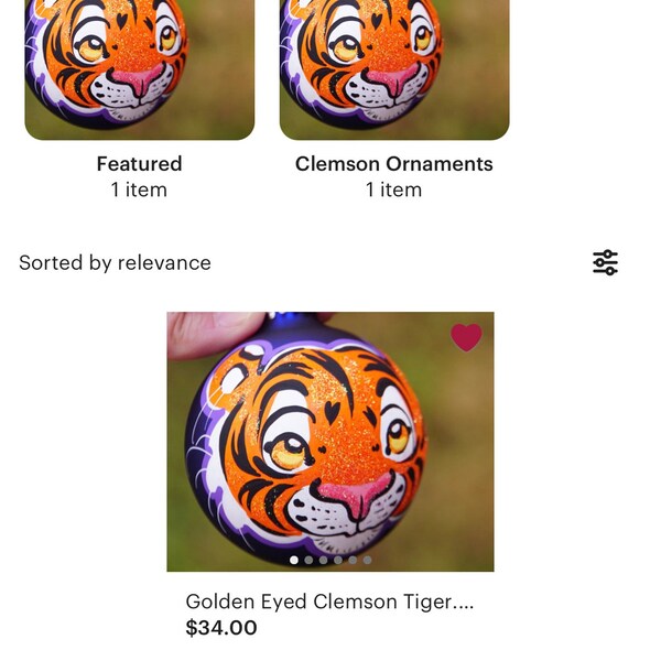 Full Body Tiger Hand Painted in Clemson Colors on Larger 3.1" Frosted ...