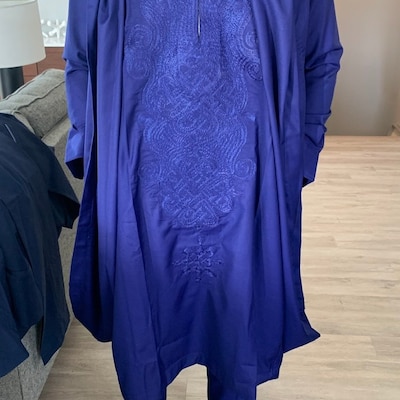 Blue AGBADA, Navy Blue Agbada, Agbada for Men, African Wedding Suit ...