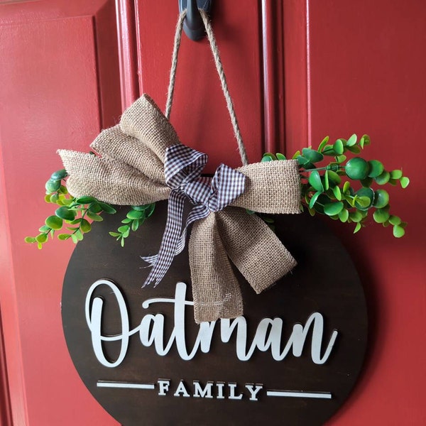 Personalized Family Door Sign, Last Name Hanger, Custom Wooden Welcome ...