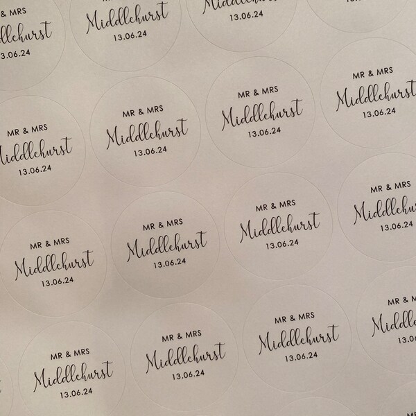 Mr and Mrs Personalised Wedding Stickers // Mr and Mr Stickers, Mrs and ...