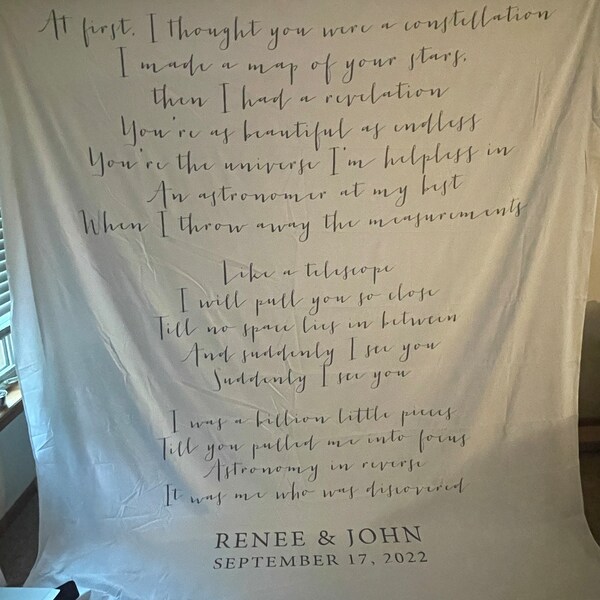 Custom Backdrop, Quote Backdrop, Wedding Vow Backdrop, Calligraphy ...