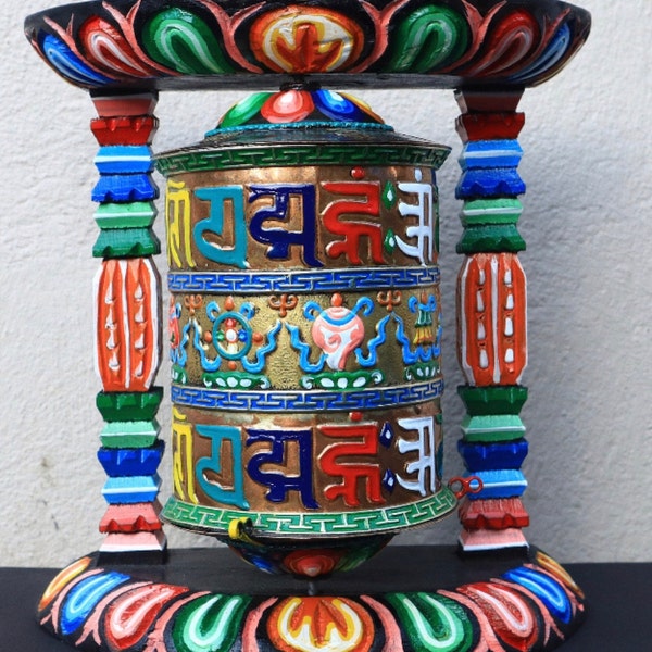 34 Inch Tall Tibetan PRAYER WHEEL • BIG Size Buddhist Prayer Wheel ...