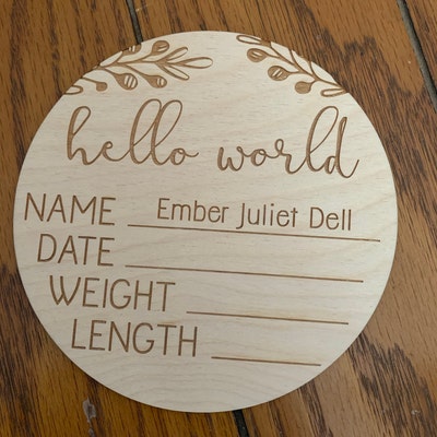 Hello World Sign With Stats Hospital Sign Newborn Announcement Newborn ...