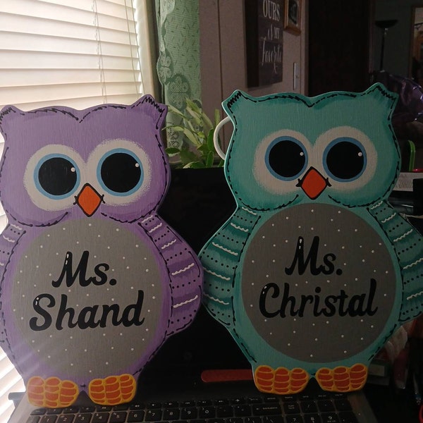 Personalize OWL TEACHER SIGN Wall Door Plaque School Class Classroom ...