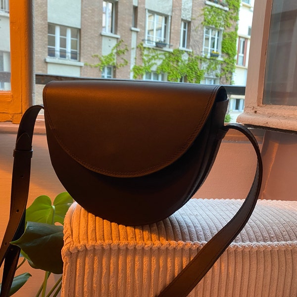 Crossbody Leather Bag, Shoulder Bag for Women, Half-round Bag, Leather ...