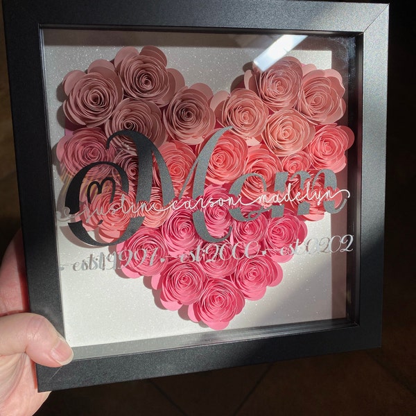 Personalized Paper Heart Flower Shadow Box - Etsy