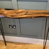 Rustic Radiator Console Slimline Table With White Hair Pin Legs ...