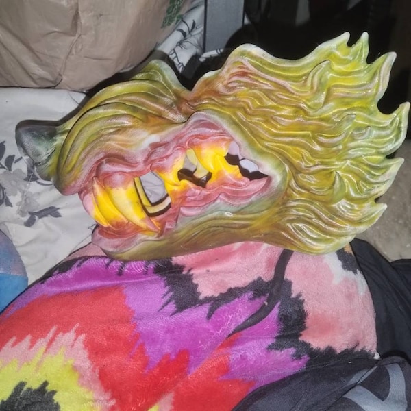 Snarling Wolf Mask - 3D Printed Demon Oni Half Mask - Etsy