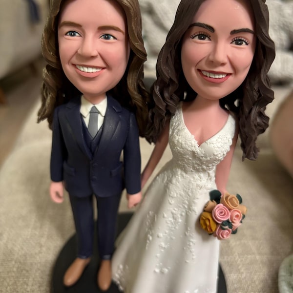 Handmade Custom Marry to Me Kiss Wedding Bobble Head Handmade Polymer ...