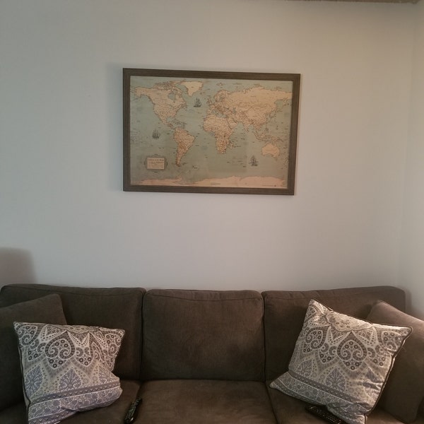 World Map - Rustic Style | Uncustomized | Old Style Wall Map | Map ...