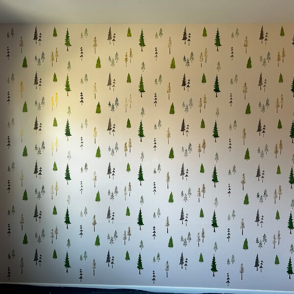 Fir Tree Forest Pattern Wall Stencil - Large Wall Stencils, Tree ...