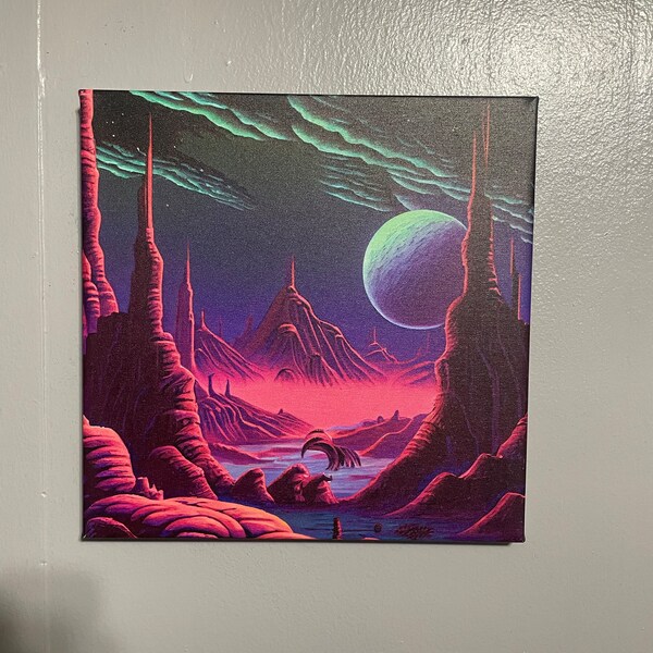 16 Bit Scifi Video Game Concept Art, Alien World, Synthwave, Framed ...