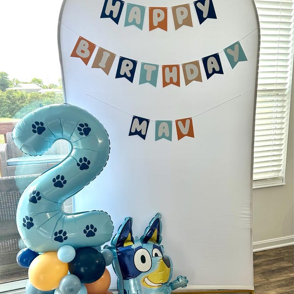 Bluey Number Balloon Tower | Giant 32" Inch Light Blue Balloon ...