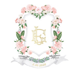 Magnolia Monogram Wedding Crest Monogram Logo Interlock | Etsy