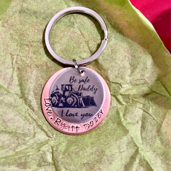 Be Safe Keychain - Construction Keychain - Dad Gift - Excavator ...