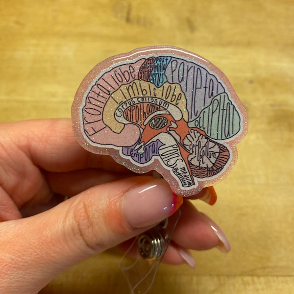 Anatomical Brain Badge Reel | Eeg Tech | Neurologist Badge | Neurology ...