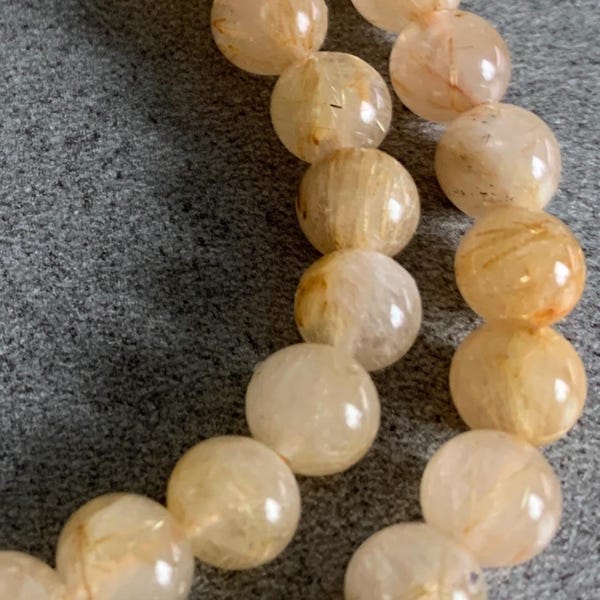 Natural Bright Golden Yellow Rutile Quartz 4mm 6mm 8mm Round Beads 15.5 ...