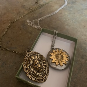 Gold Sunflower Locket Vintage Style Garden Wedding Bridesmaid Gift Boho ...