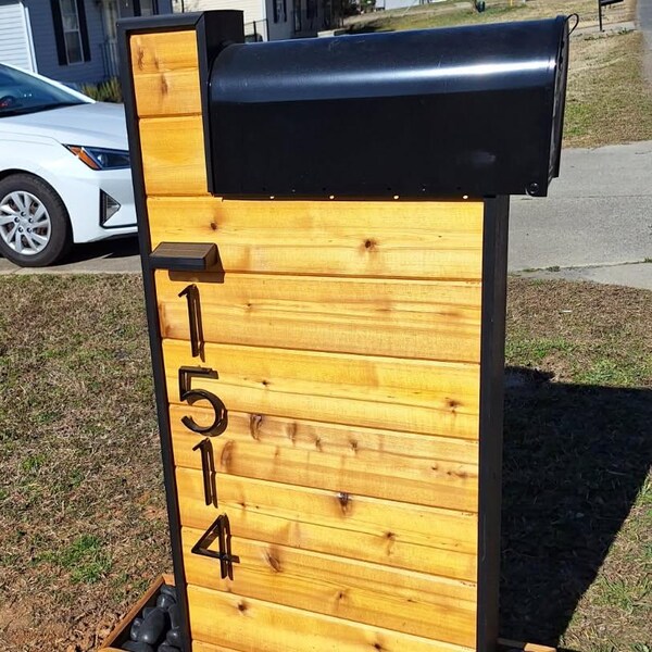 Mailbox With Post, Black Mailbox, Rustic Mailbox, Mailbox, Handmade ...