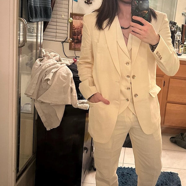 Premium Rust Suit, Men Linen Suit, 2 Piece Wedding Linen Suit ...