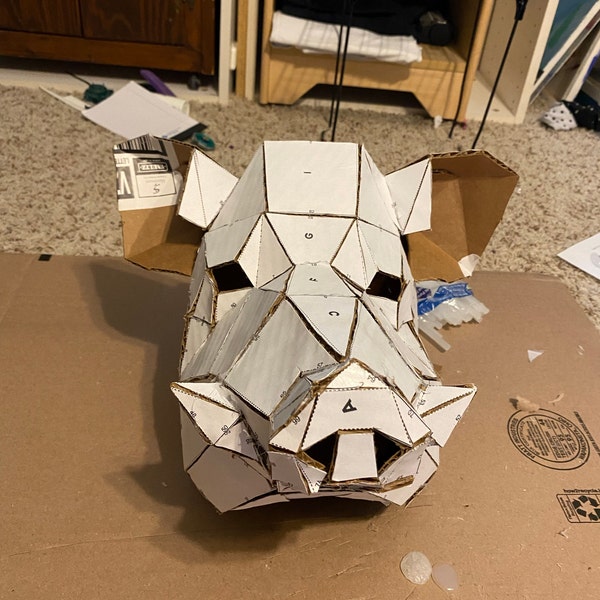Make Boar Face Mask,polygon Mask,pdf,wild Boar,diy Paper,face Boar Mask ...