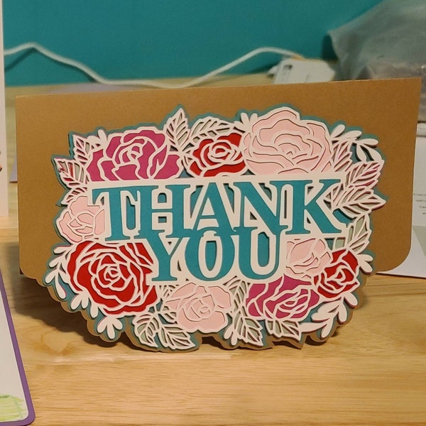 3D Thank You Card Papercut Template SVG, PDF, JPG Dxf, Layered Paper ...