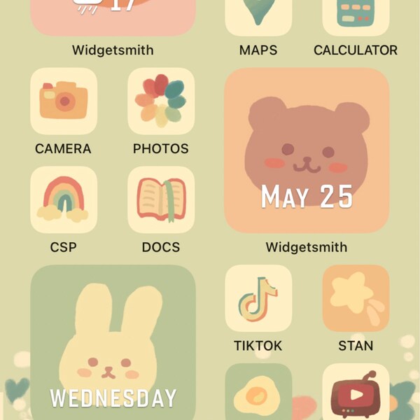 Cute Retro Hand Drawn Ios & Android App Icons | Home Screen Set ...