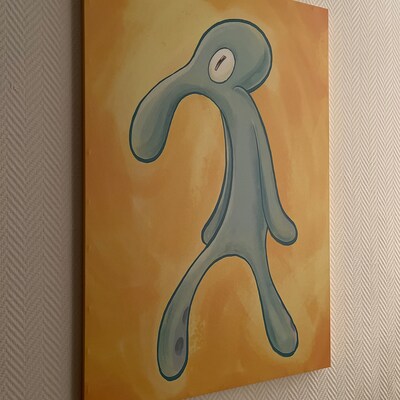 Squidward Painting Print, Abstract Wall Art, Squidward Canvas Poster ...