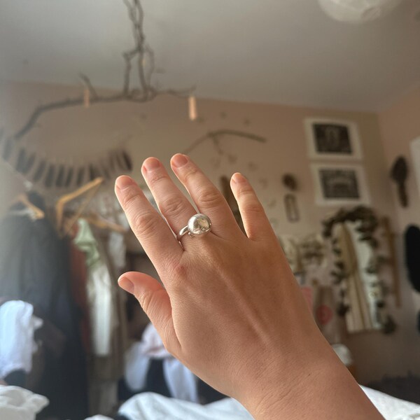 DENMARK HUGE MODERNIST Ring-vintage Silver Plated-j Hull Hallmark-heavy ...