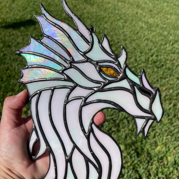 Digital (PDF) Stained Glass Pattern - Dragon's Head (profile) - Etsy