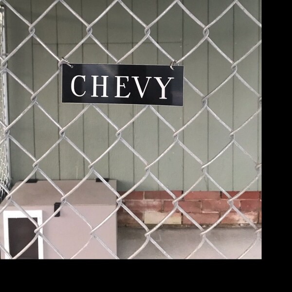 DOG CRATE SIGN 6" X 2" Show - Custom Engraved Durable Plastic Laminate ...