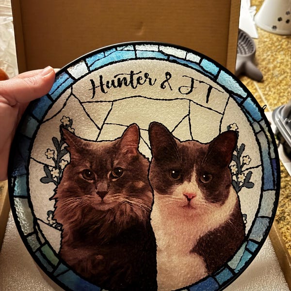 Custom Cat Portrait Stained Glass Suncatcher, Custom Pet Portrait From ...