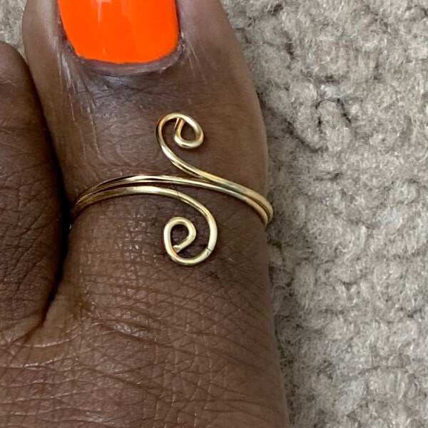 Big Toe Ring, Spiral Toe Rings, Wire Wrapped Gold Toe Ring, Simple Toe ...