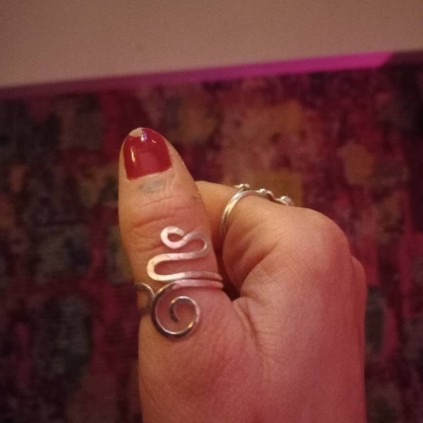 Sterling Silver Adjustable Ring, Thumb Ring, Hammered Silver Bent Wire ...