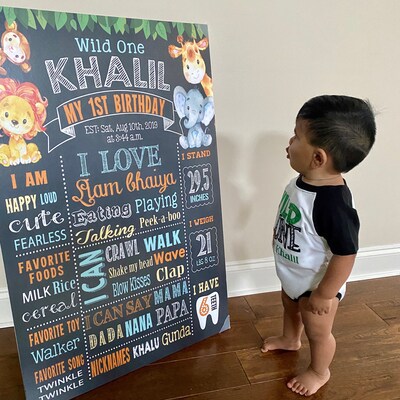 Jungle Animals Birthday Chalkboard Sign Zoo Safari 1st Party - Etsy