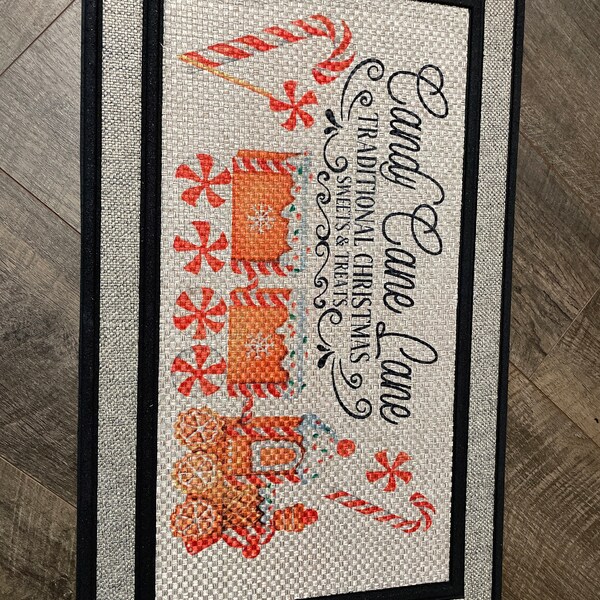Candy Cane Lane Christmas Door Mat Sublimation Design Download, Rug Design, Doormat PNG ...