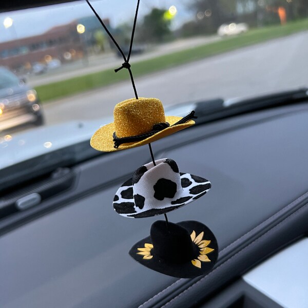 Custom Mini Cowboy Hat Rearview Mirror Hanger/read ITEM Description! - Etsy