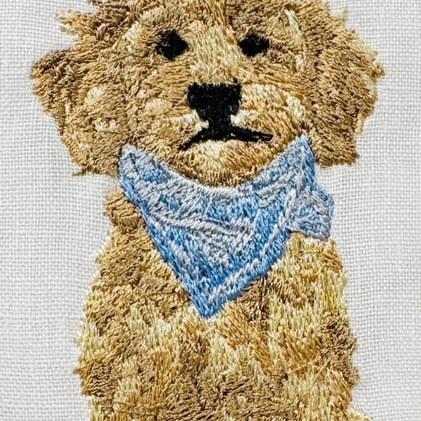 Goldendoodle Dog Embroidery Design: Blue Bandana Puppy Machine ...