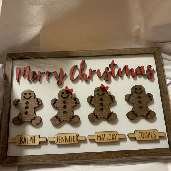 Gingerbread Family Sign, Christmas Home Decor, Personalized Gingerbread ...