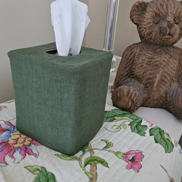 White Linen Ruffle Rectangle Tissue Box Cover - Etsy