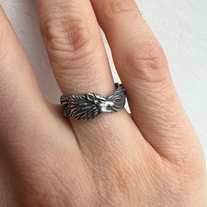 Signet Men Wolf Ring, Silver Wolf Head Ring, Wild Wolf Men Rings, Wolf ...