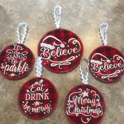 Tartan Plaid Gingham Christmas Tree Ornaments Decoration SET of 6 ...