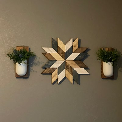 Wooden Barn Star Pattern, Wood Quilt Star, Mosaic Wood Wall Art ...