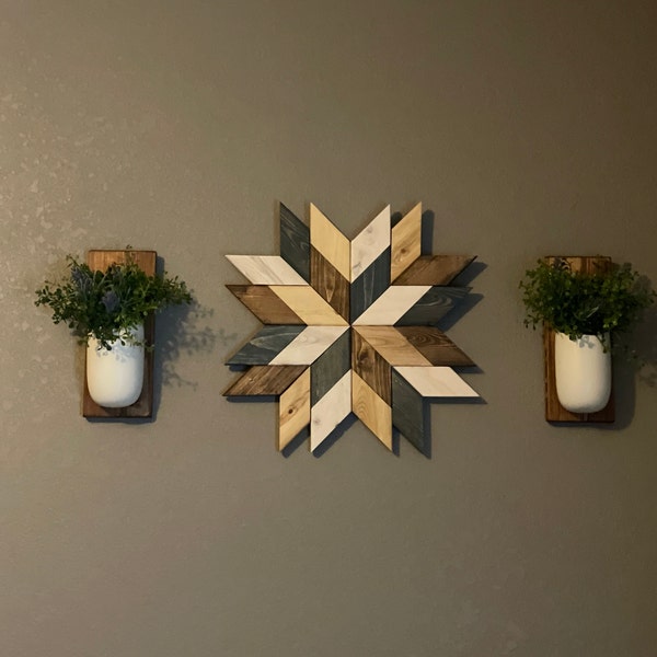 Wooden Barn Star Pattern, Wood Quilt Star, Mosaic Wood Wall Art ...