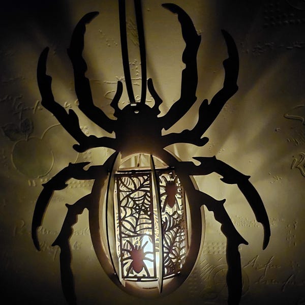 Halloween Spider Lamp Laser Cut File, Halloween Lantern Laser Cut ...