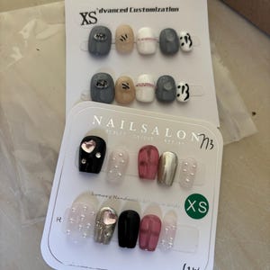 Retro European Nail/long Almond Nails/handmade Press on Nails/red and ...