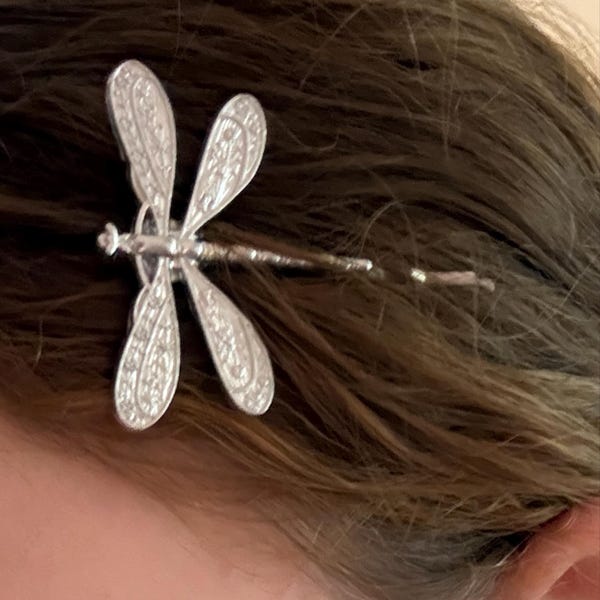 Dragonfly Bobby Pins, Set of Two, Antique Silver, Nickel Free ...