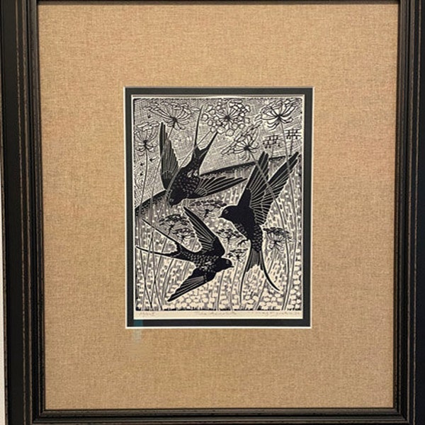 The River Ballet Linocut in Blue,otter Linocut,kingfisher Linocut ...