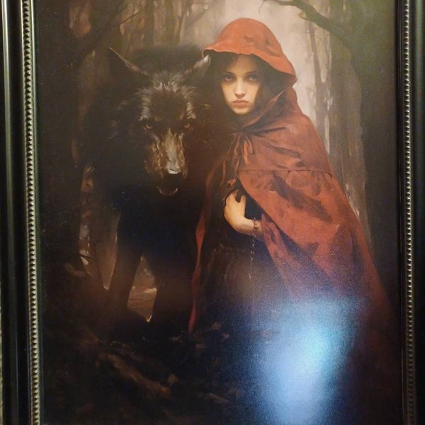 Little Red Riding Hood Print, Big Bad Wolf, Red Riding Hood Poster ...