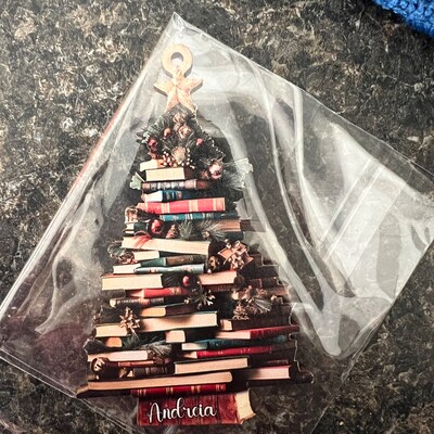 Personalized Christmas Book Tree Ornament, Book Christmas Ornament ...